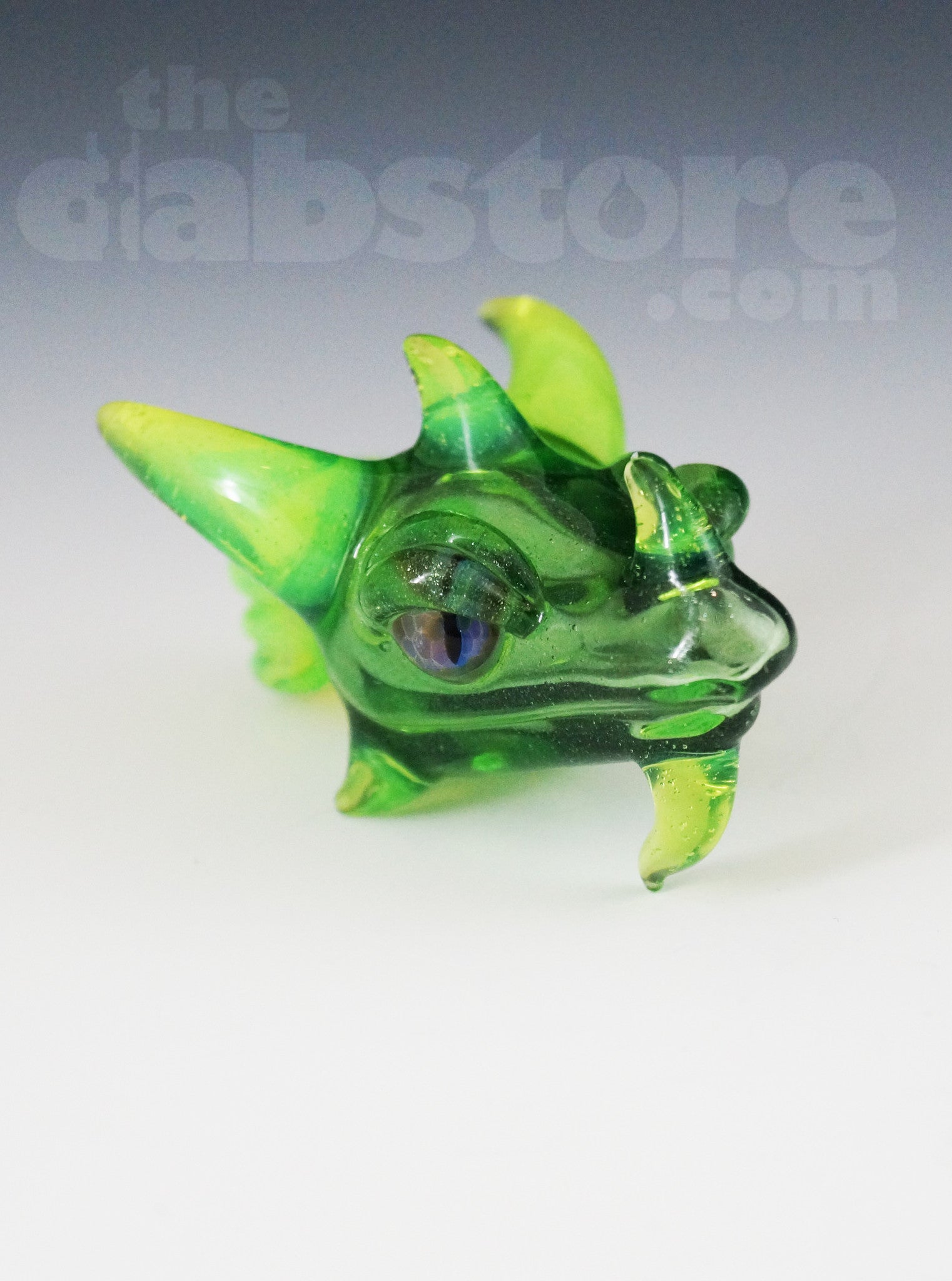 Scoz Glass Dragon Head Pendant Green Star Dust Over Slyme w/ Pruple Ey ...
