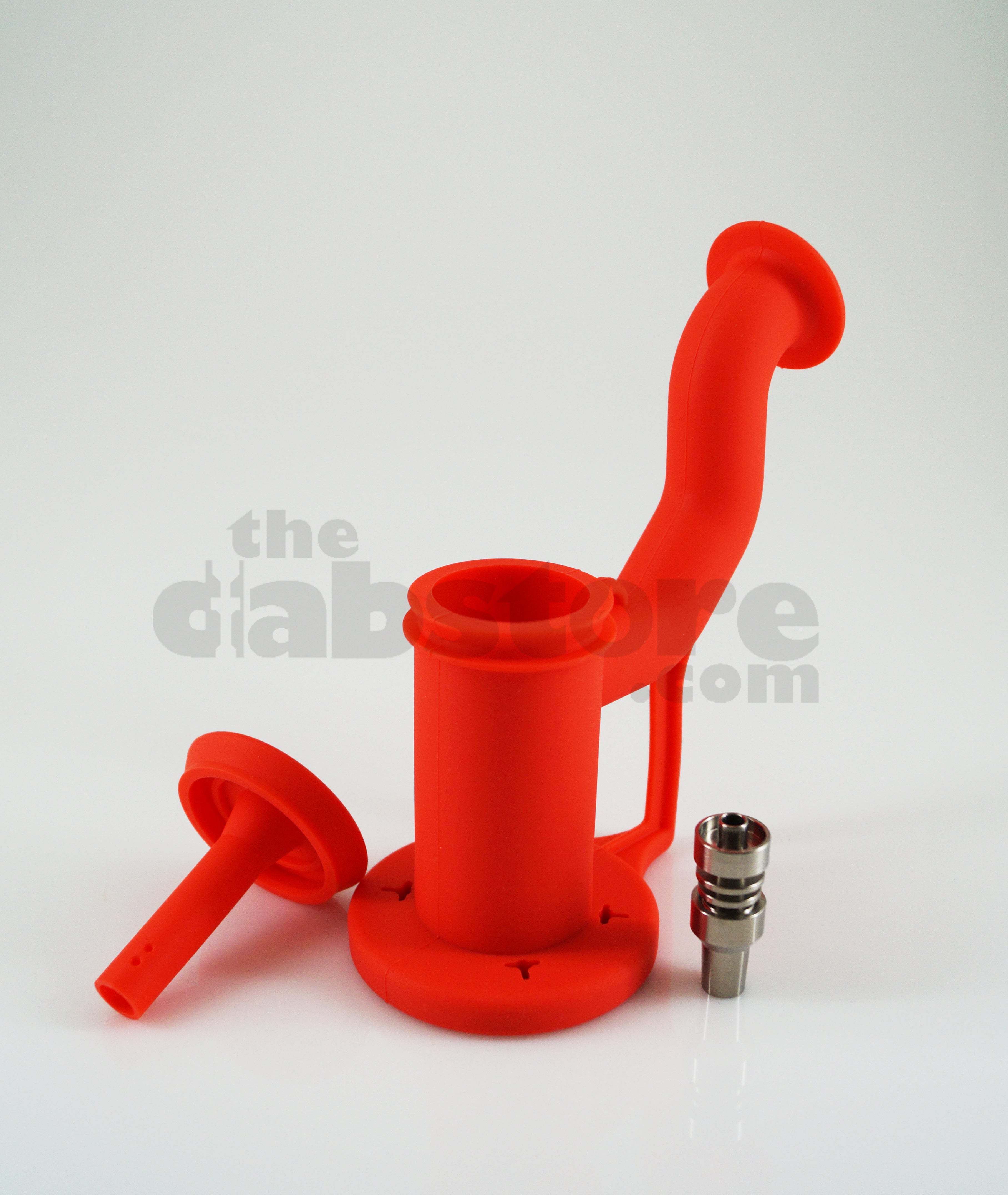 Silicone Dabbing Bubbler with Titanium Nail & Dabber (Red) | TheDabstore