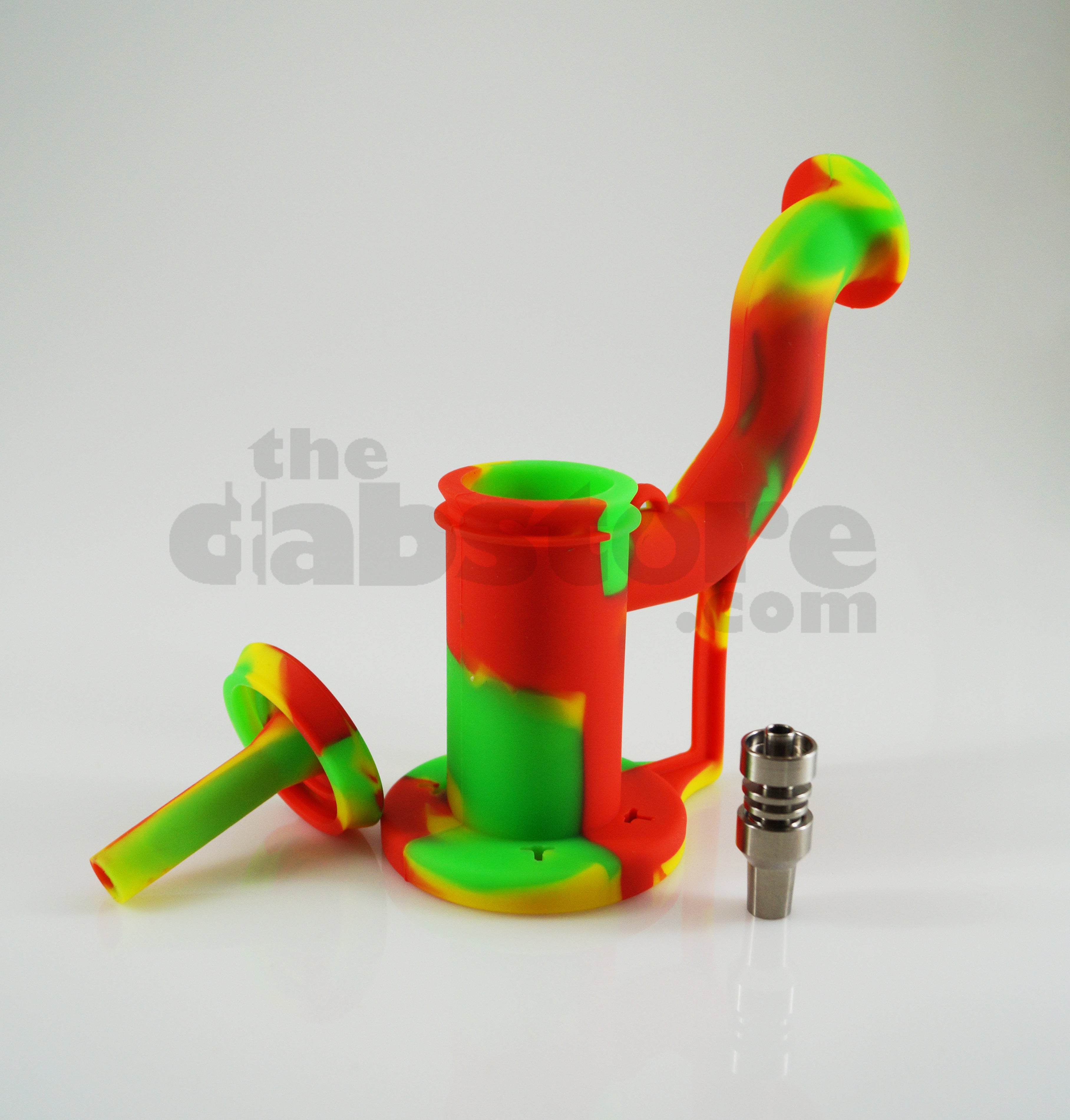 Silicone Dabbing Bubbler with Titanium Nail & Dabber (Rasta) | TheDabstore