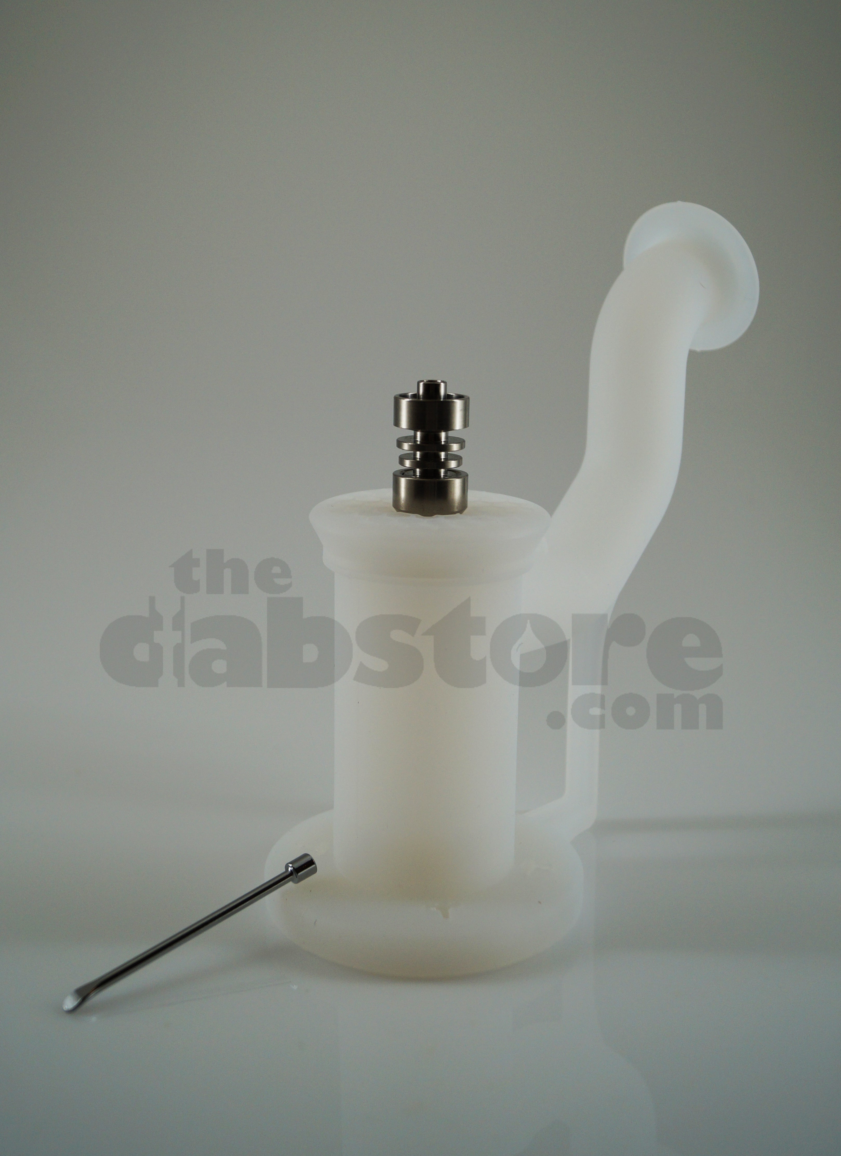 Silicone Dabbing Bubbler with Titanium Nail & Dabber (White) | TheDabstore