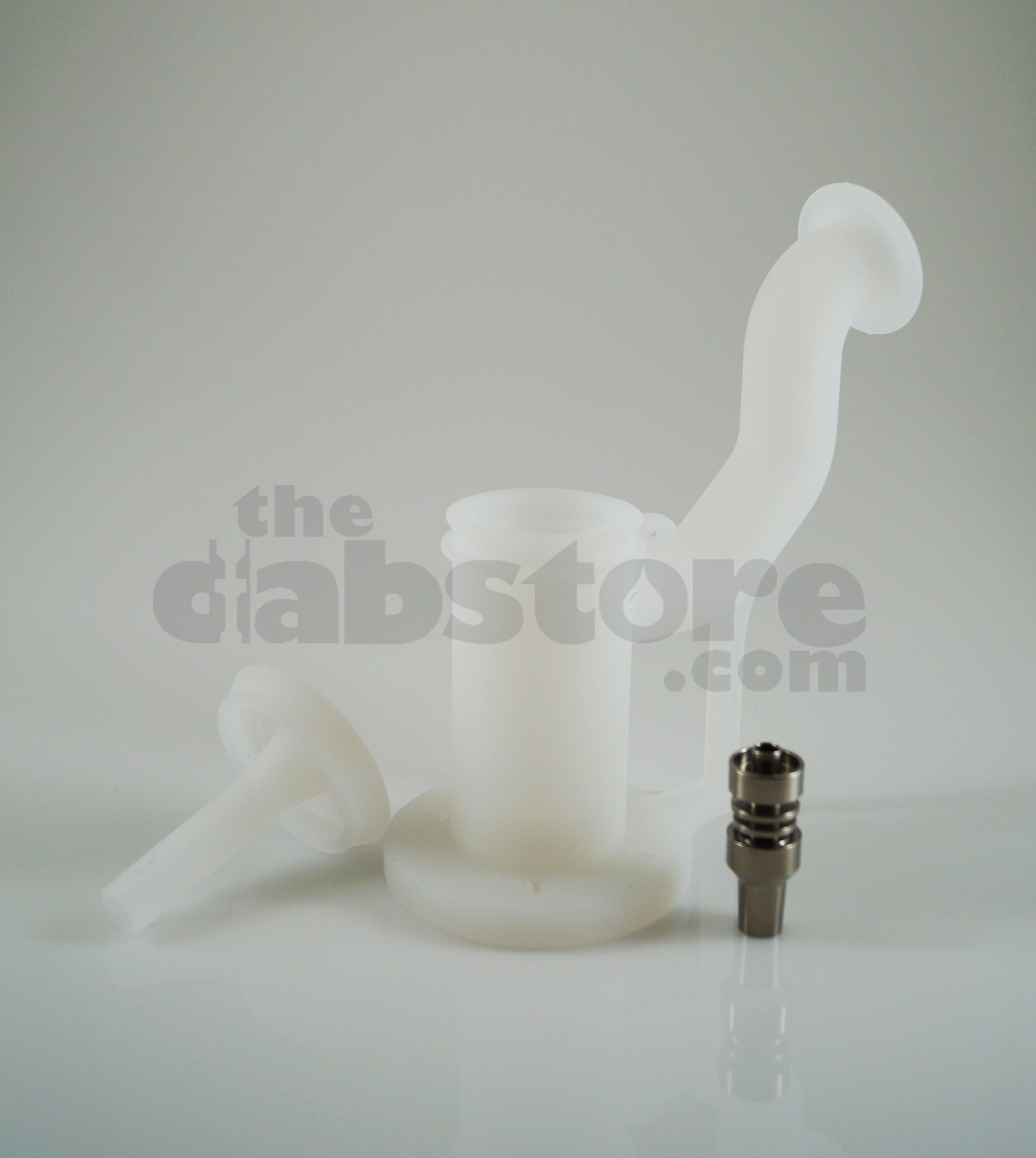 Silicone Dabbing Bubbler with Titanium Nail & Dabber (White) | TheDabstore