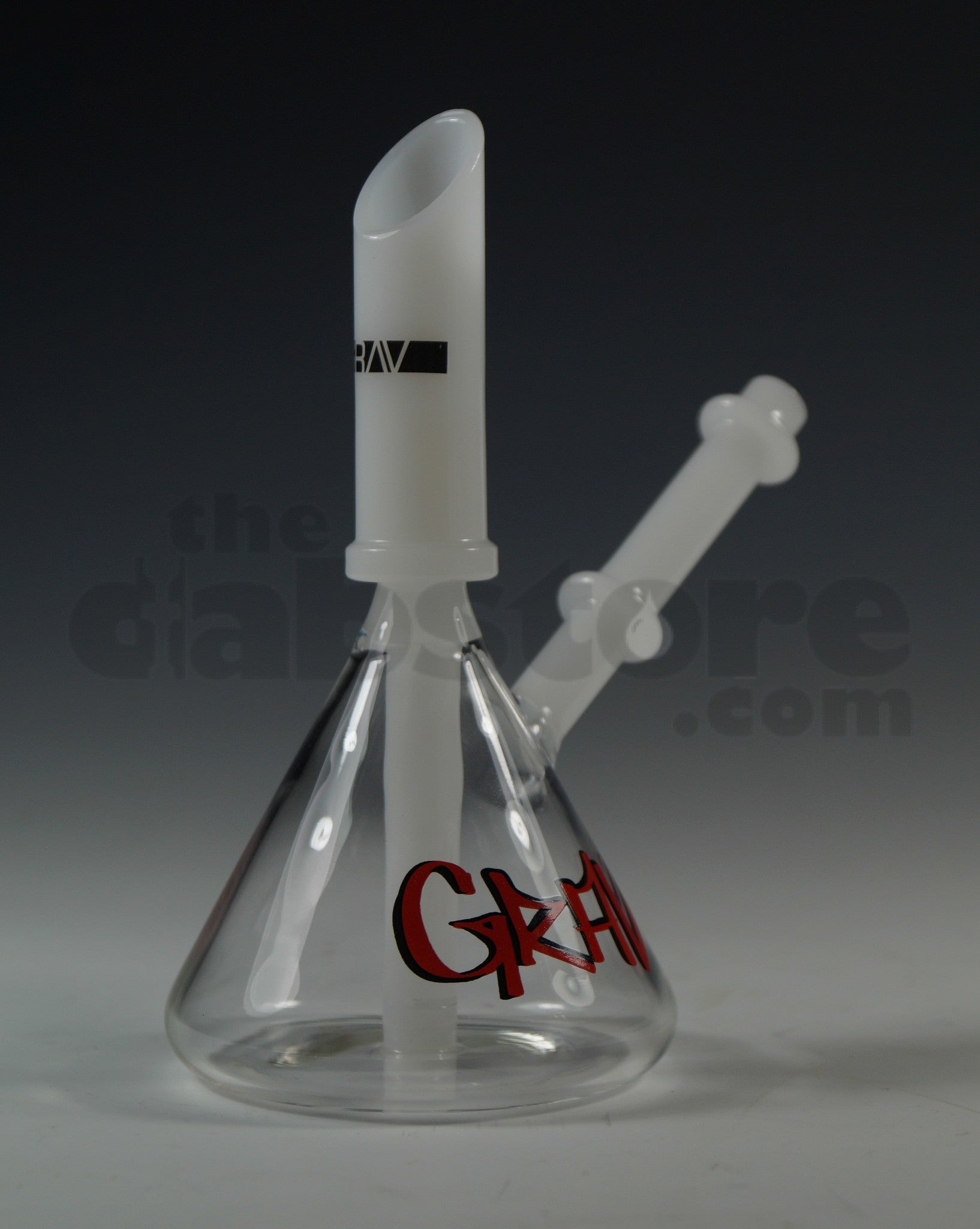 Grav Labs Beaker Bottom Rig White Accents Red Label | TheDabstore