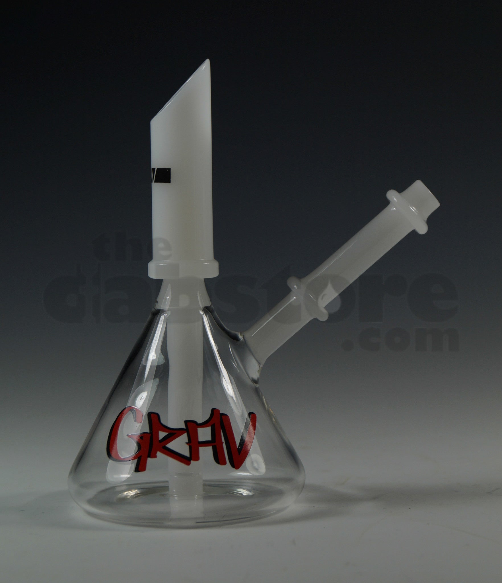 Grav Labs Beaker Bottom Rig White Accents Red Label | TheDabstore